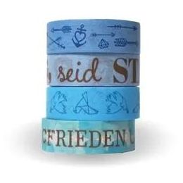 Washi Tapes Set Himmelblau: &raquo;Suche den Frieden und jage ihm nach!&laquo;