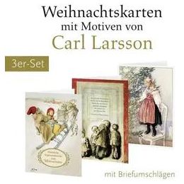 3er-Set Weihnachtskarten mit Motiven von Carl Larsson