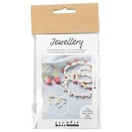 Creativ Company DIY Sets Beads Mini Kreativ Set Schmuck, Elastisches Armband und Ohrring, Kreativ Box