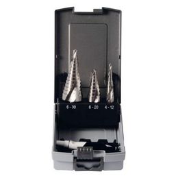 Projahn Stufenbohrer-Set, HSS-Co, 3-teilig, &Oslash; 4&ndash;30 mm, zylindrischer Schaft, in Kassette