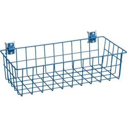 Drahtkorb WFI, f&uuml;r Lochplatten mit Lochgr&ouml;&szlig;e 9 x 9 mm & Lochabstand 38 mm, L 385 x B 180 x H 100 mm, Stahl, blau