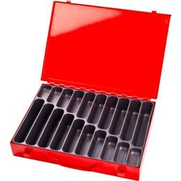 Sortimentskoffer ADB, leer, 20-fache Einteilung, abschlie&szlig;bar, mit Griff, B 330 x T 230 x H 50 mm, Stahl & ABS-Kunststoff, verkehrsrot RAL 3020