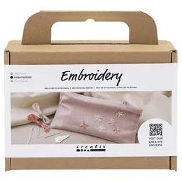 Creativ Company DIY Sets Sticken & Nadelstanzen Mini Kreativ Set Sticken, Staubros&eacute;, Clutch, Kreativ Box