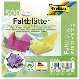 Folia Faltbl&auml;tter 70g/m2, 10x10cm, 500 Blatt, farbig sortiert