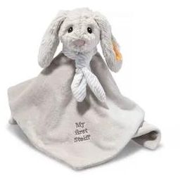 Steiff 242250 - Soft Cuddly Friends My first Steiff Hoppie Hase, Schmusetuch, Fingerpuppe, hellgrau, 26 cm