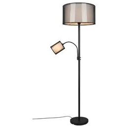Trio LEUCHTEN Stehlampe "BURTON", schwarz (schwarz matt), 2, &Oslash; 45cm H: 174cm, 1 Stk., Leuchten, Stehleuchte mit Lesearm, Deckenfluter Doppelschirm Textil, H&ouml;he 174 cm, Stehlampe