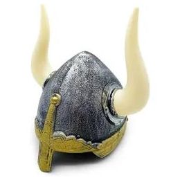 BestSaller 1427 - Wikingerhelm f&uuml;r Kinder, Ritterhelm mit abnehmbaren H&ouml;rnern, Silber/Gold