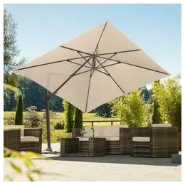 Ampelschirm Schneider Schirme "Rhodos Twist", beige (natur), Obermaterial: 100% Polyester, Standschirme, natur, quadratisch, ohne Wegeplatten