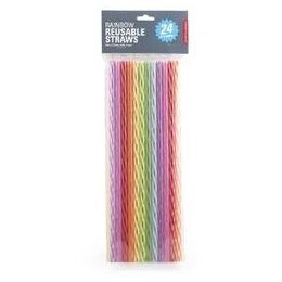 Rainbow Reusable Straws S/24 11"