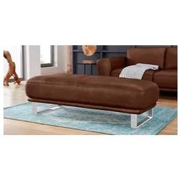 Hocker W.Schillig "montanaa", braun (tobacco z69), B:141cm H:42cm T:61cm, Hocker, Hocker, mit Metallkufen in Chrom gl&auml;nzend, Breite 141 cm