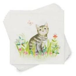 Serviette "Katze im Blumengarten", 25 x 25 cm