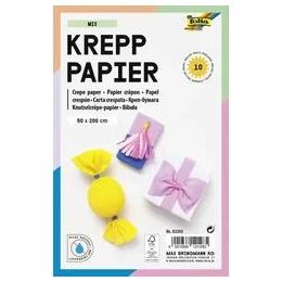 Folia Krepppapier-Rollen MIX, 50x200cm, 10 Rollen farbig sortiert