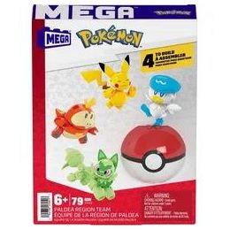 Mattel MEGA Pok&eacute;mon Bauspielzeug-Set mit 4 Actionfiguren und 1 Pok&eacute;ball (79 Teile) f&uuml;r Kinder