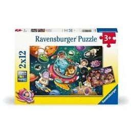 Ravensburger Kinderpuzzle 2x12 Teile - Tiere im Weltall