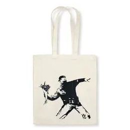Stofftasche Banksy - Blumenwerfer