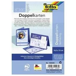 Folia Klappkarten/Doppelkarten f&uuml;r Einladungen, Gl&uuml;ckwunsch- oder Gru&szlig;karten, 10,5x15cm, k&ouml;nigsblau, 5 Karten + Kuverts + Einlagen