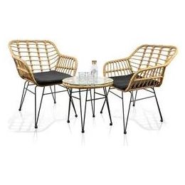 Vcm 3tlg Bistroset Lounge Balkonset Sitzpolster Rattan