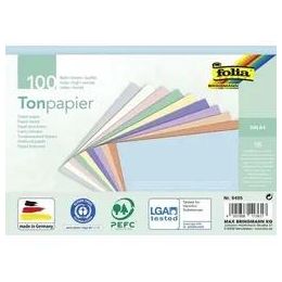 Folia Tonpapier PASTELL, DIN A4, 100 Blatt in 10 Farben sortiert
