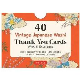 40 Thank You Cards in Vintage Japanese Washi Designs