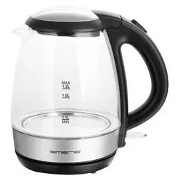 Emerio WK-125145 Wasserkocher schnurlos Glas, Schwarz, Silber Fassungsverm&ouml;gen: 1.2l