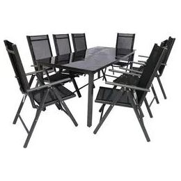 Vcm 9 tlg. Alu Glas Tisch Gartenset Sitzgruppe 189SW