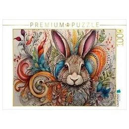 Calvendo Puzzle Hase, zentangle, farbenfroh, bunt, Tier, Haustier, Fantasie, Kinderzimmer, Kinder, Deko, 1000 Teile Lege-Gr&ouml;&szlig;e 64x48cm Foto-Puzzle f