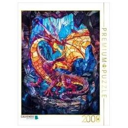 Calvendo Puzzle Ein m&auml;chtiger Drache ruht tief in seiner H&ouml;hle 2000 Teile Lege-Gr&ouml;&szlig;e 90x67cm Foto-Puzzle f&uuml;r gl&uuml;ckliche Stunden