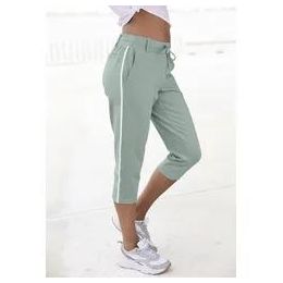 Caprihose Lascana, Damen, Gr. 34, N-Gr, gr&uuml;n (mint), Obermaterial: 70% Viskose, 25% Polyamid, 5% Elasthan, unifarben, Basic kniebedeckend, Hosen Homewear Hose, mit seitlichen Streifen, Loungewear