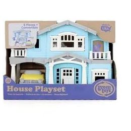 green toys 8601239 - Spielhaus mit Auto und Spielfiguren, blau, Spielset, 10-teilig