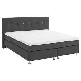 Boxspringbett, grau (charcoal), B:175cm L:210cm, Bezug Bett: Feinstruktur 100% Polyester;Bezug Bonnell-Federkernmatratze: 100% Polyester;Bezug Kaltschaummatratze: 100% Polyester;Bezug Tonnentaschenfederkernmatratze: 80% Baumwolle, 20%Polyester;Topper: Komfortschaum mit Bezug 100% Polyester, Westfalia Schlafkomfort, Komplettbetten, Boxspringbett, mit Topper