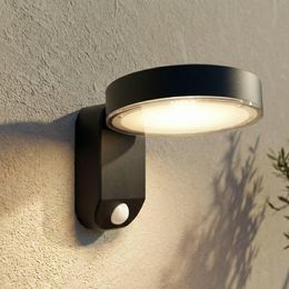 Prios LED-Solar-Wandleuchte Tarlson, rund, anthrazit, Sensor
