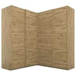 Schwebet&uuml;renschrank Rauch "Schrank Garderobe Eckkleiderschrank QUADRA Front in Dekor/Hochglanz", braun (eiche artisan), B:181cm H:210cm T:187cm, Holzwerkstoff, Schr&auml;nke, Schwebet&uuml;renschrank, extra gro&szlig;er Eckschrank inkl. Schubladeneinsatz MADE IN GERMANY