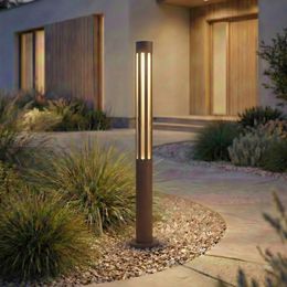 LINDBY LED-Wegeleuchte Fjorya, H&ouml;he 60 cm, braun, IP65