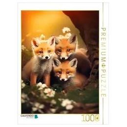 Calvendo Puzzle Drei Fuchswelpen 1000 Teile Lege-Gr&ouml;&szlig;e 64x48cm Foto-Puzzle f&uuml;r gl&uuml;ckliche Stunden