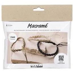 Creativ Company DIY Sets Macram&eacute; Mini Kreativ Set Macram&eacute;, Schwarz, Olivbraun, Beige, Armband, Kreativ Box