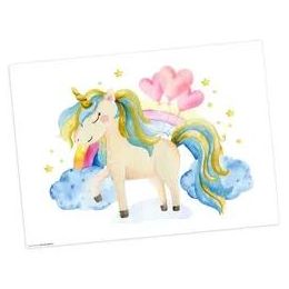 Tischsetmacher Tischset f&uuml;r Kinder Einhorn in den Wolken, aus hochwertigem Vinyl , 44 x 32 cm