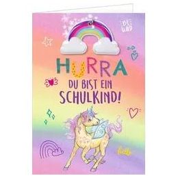 Coppenrath Verlag Gru&szlig;karte m.Anh.- Hurra, du bist ein Schulkind! (Einhorn-P.)