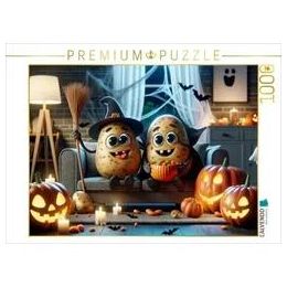 Calvendo Puzzle Gruselspa&szlig; auf der Couch: Kartoffeln feiern Halloween 1000 Teile Lege-Gr&ouml;&szlig;e 64x48cm Foto-Puzzle f&uuml;r gl&uuml;ckliche Stunden