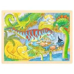 Goki 57724 - Einlegepuzzle Dinosaurier, 48-teilig, Holz, 40x30cm
