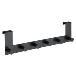 Wenko T&uuml;rgarderobe Mod. Celano Schwarz, 6 Haken, f&uuml;r T&uuml;rfalzst&auml;rken bis 2 cm