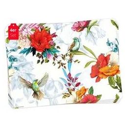 Tischsetmacher Tischsets Bunte Kolibris mit Wildblumen, aus hochwertigem Vinyl (4 St&uuml;ck), 44 x 32 cm