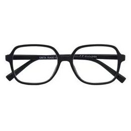 Lesebrille GRETA, schwarz, +2.00 dpt mit Etui