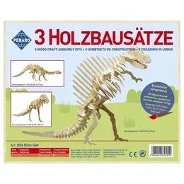 PEBARO 856 - Holzbausatz Dinosaurier-Set, Brontosaurus, Tyrannosaurus, Ouranosaurus, 3 Holzkontruktionen zum Zusammenstecken