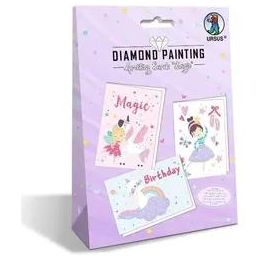 URSUS Diamond Painting Greeting Cards Magic, Gru&szlig;karten Bastelset f&uuml;r Kinder, 3er Set