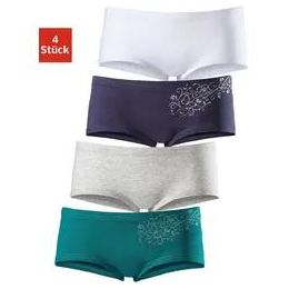 Panty Petite Fleur, M&auml;dchen, Gr. 122/128, 4 Stk., bunt (petrol, grau, meliert, marine, wei&szlig;), Jersey, Obermaterial: 95% Baumwolle, 5% Elasthan, unifarben, k&ouml;rpernah, Unterhosen Panty, mit Glitzerdruck