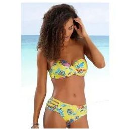 B&uuml;gel-Bandeau-Bikini-Top Sunseeker "Jam", Damen, Gr. 32, Cup A, bunt (gelb, bunt), Microfaser, bedruckt, floral, Bikini-Oberteile, mit Wickeloptik