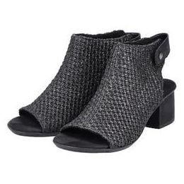 Sandalette Rieker, Damen, Gr. 40, schwarz (schwarz, schwarz), Textil, Schuhe Schaftsandale Sandalette, Sommerschuh, Sandalette, Blockabsatz, in modischer Flecht-Optik