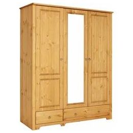 Kleiderschrank OTTO HOME "Hugo", beige (gelaugt, ge&ouml;lt), B:152cm H:190cm T:58cm, Schr&auml;nke, Kleiderschrank, aus massiver Kiefer im Landhausstil, mit Spiegel