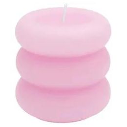 Rico Design Stumpenkerze "Ringe", Rosa 7x7 cm, 220 g Brenndauer: 20h