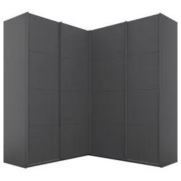 Schwebet&uuml;renschrank Rauch "Schrank Garderobe Eckkleiderschrank QUADRA Front in Dekor/Hochglanz", grau (graumetallic), B:181cm H:210cm T:187cm, Holzwerkstoff, Schr&auml;nke, Schwebet&uuml;renschrank, extra gro&szlig;er Eckschrank inkl. Schubladeneinsatz MADE IN GERMANY